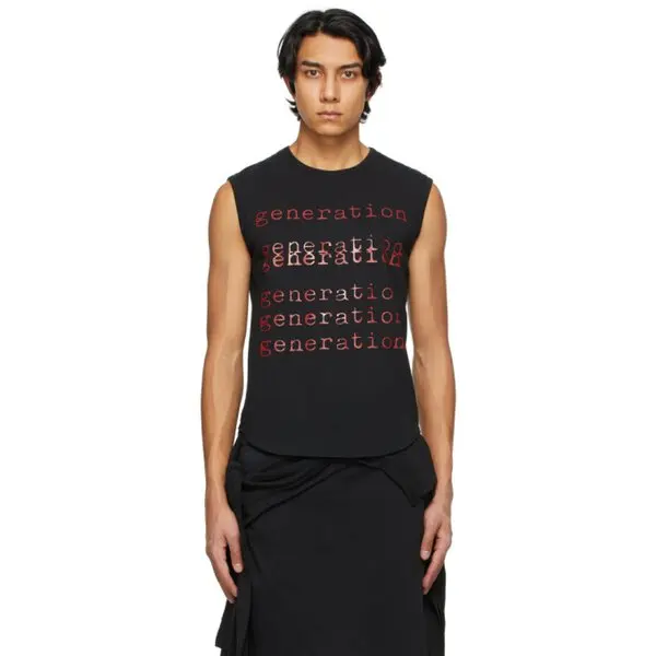 Raf Simons Black 'Generation' Tank Top In 00099 Black - 45% Off